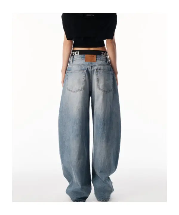 Alexander Wang Logo Band Balloon Jeans - Authentic Light Indigo