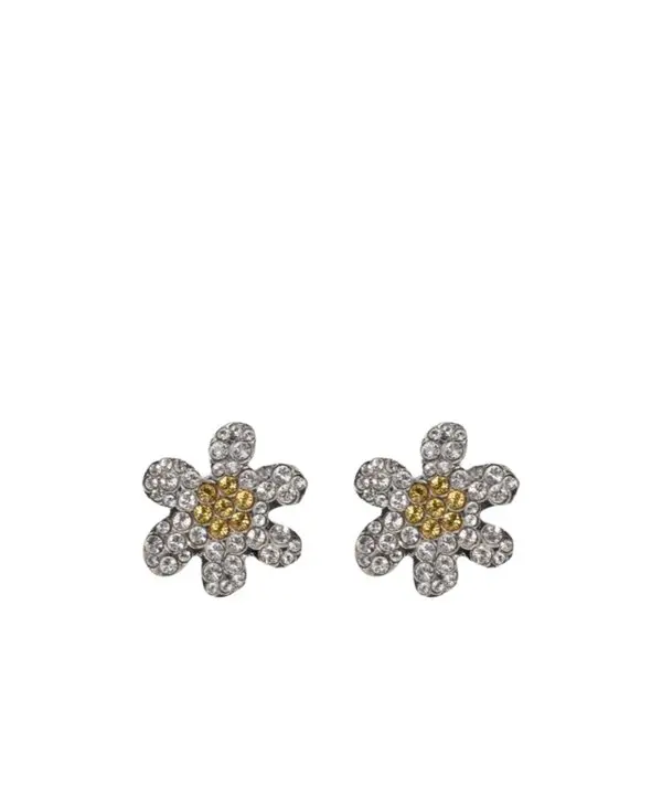 Marni Crystal Flower Earrings - Gray