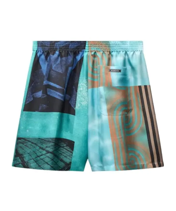 Versace Floating By" Print Silk Twill Shorts - Blue