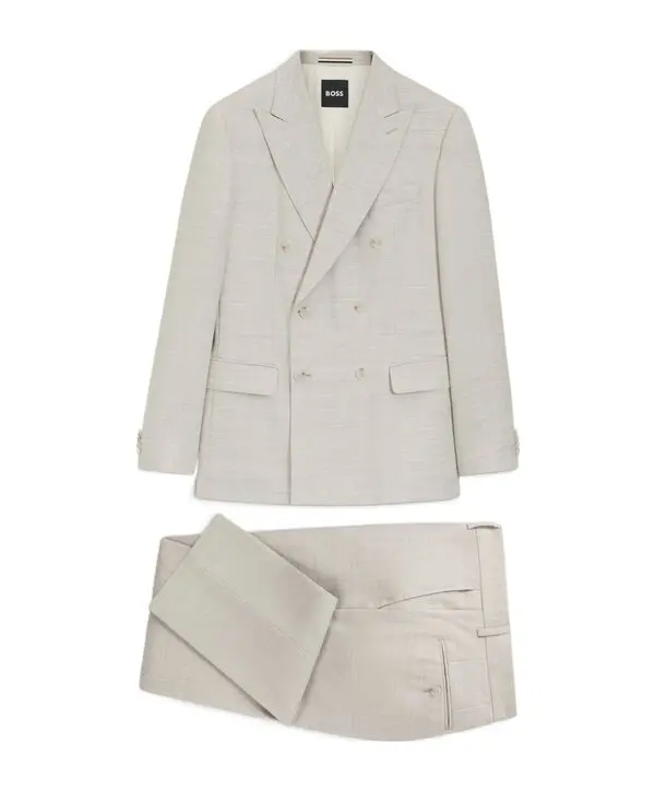 Hugo Boss Slim Double-breasted Suit - Light Gray