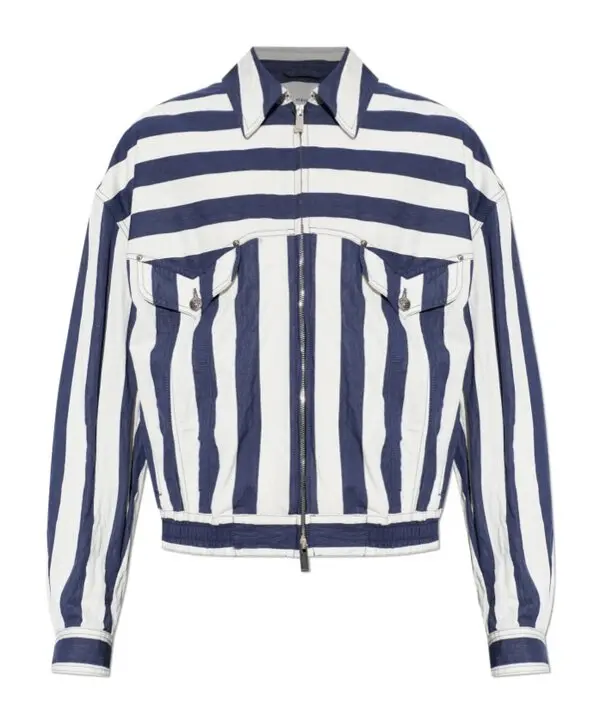 Versace Striped Cotton Denim Blouson