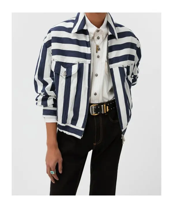 Versace Striped Cotton Denim Blouson