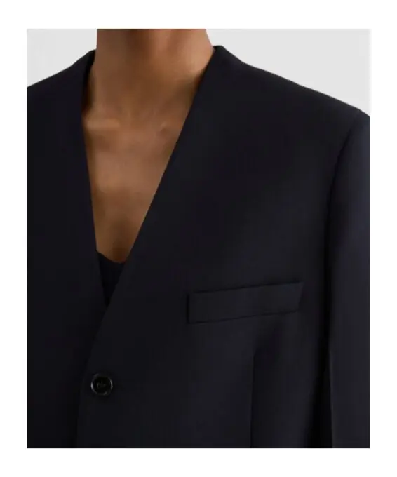 JIL SANDER Wool Gabardine Tailored Jacket - Midnight Blue