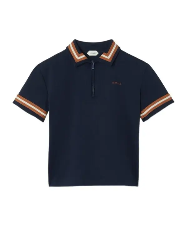 Versace Logo-embroidered Zip-up Polo Shirt