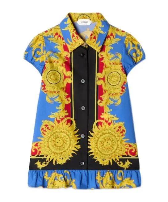 Versace Baby Printed Cotton-poplin Dress - Multicolor