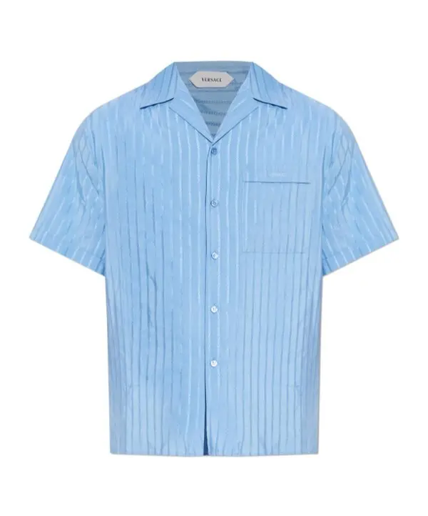 Versace Jacquard Cotton-silk Regular Shirt - Blue