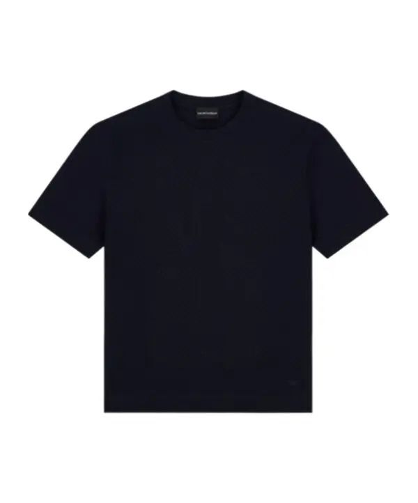 Emporio Armani Short-sleeve Chevron-knit T-shirt - Blue