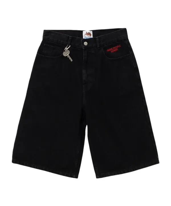 CARNE BOLLENTE Denim Shorts With Embroidered Heart Detail - Black