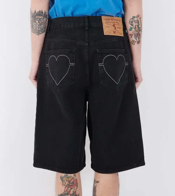 CARNE BOLLENTE Embroidered Denim Shorts