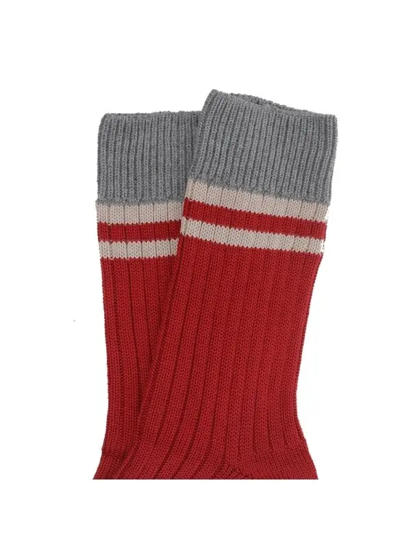 Brunello Cucinelli Ribbed-knit Striped Socks