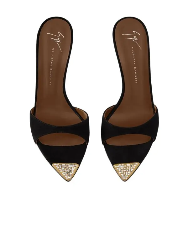 GIUSEPPE ZANOTTI Crystal-embellished Suede Pointed-toe Mule Sandals