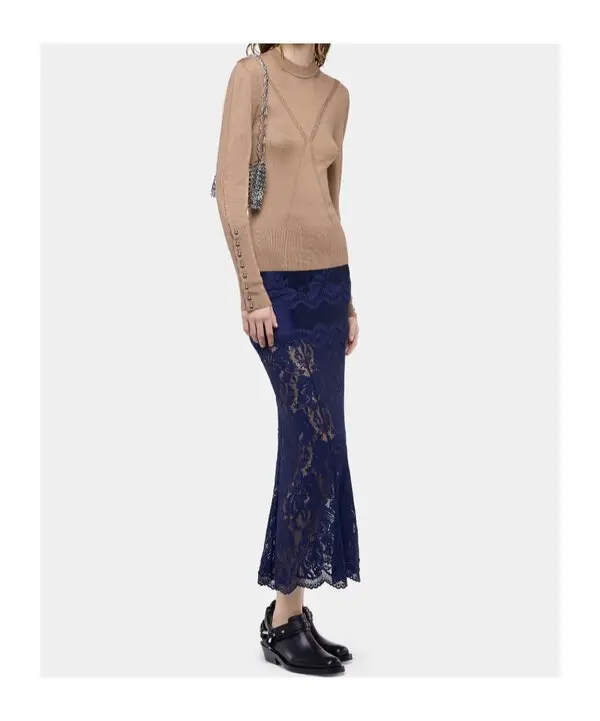 Rabanne Lace-panelled Jersey Midi Skirt