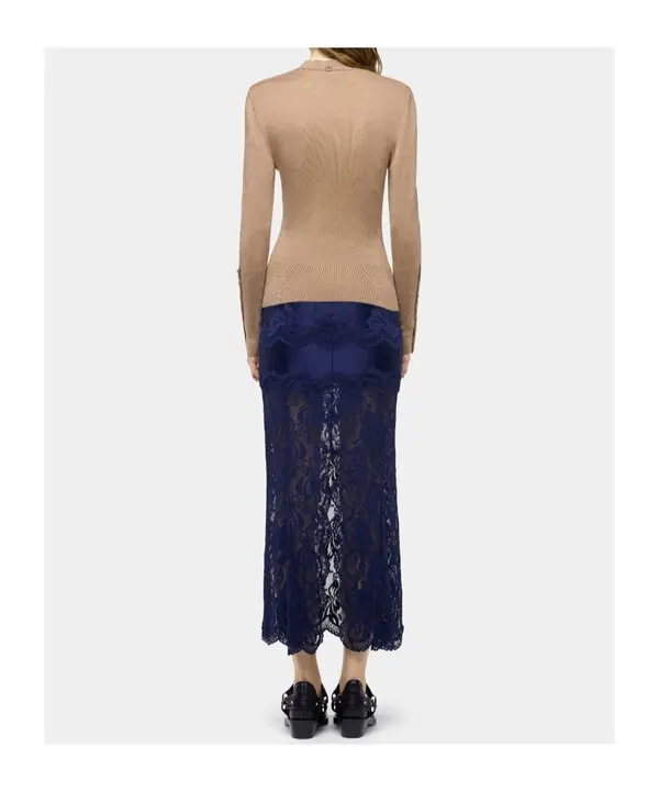 Rabanne Lace-panelled Jersey Midi Skirt