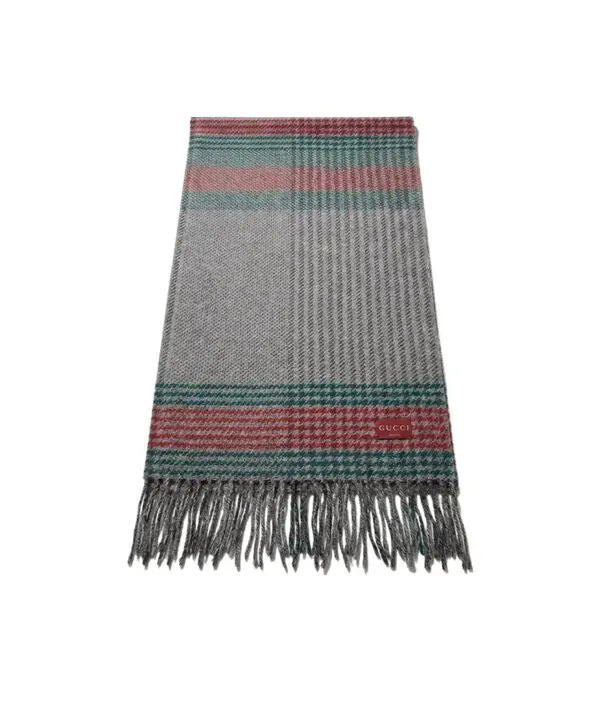 Gucci Cashmere Jacquard Blanket With Web - Grey