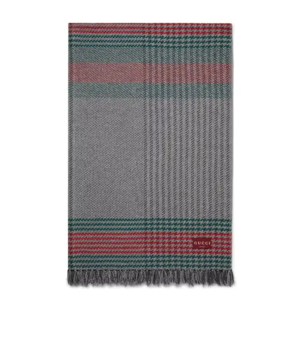 Gucci Cashmere Jacquard Blanket With Web