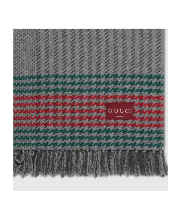 Gucci Cashmere Jacquard Blanket With Web