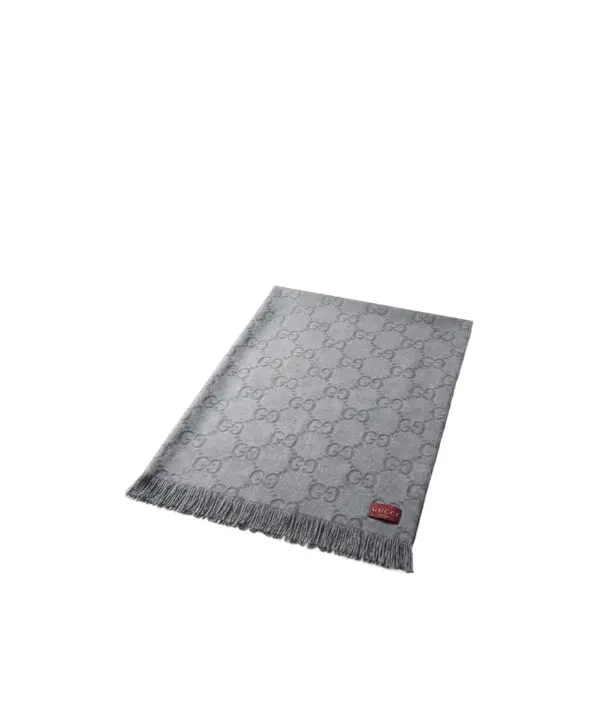 Gucci Gg Wool Silk Jacquard Blanket - Grey
