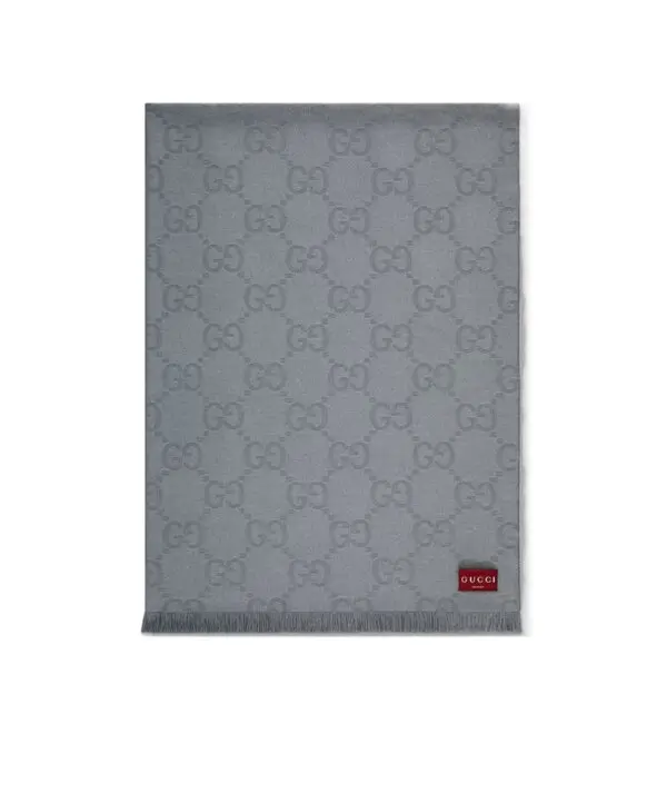 Gucci Gg Wool Silk Jacquard Blanket - Grey