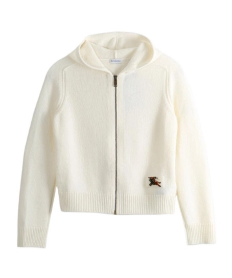 Burberry Ekd Zip-up Hooded Cardigan - Ecru