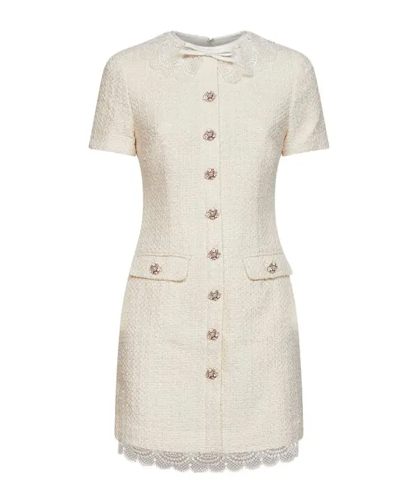 SELF-PORTRAIT Short Sleeve Round Neck Dress - No