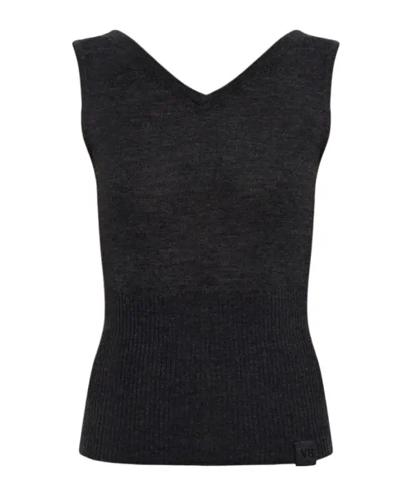 Victoria Beckham Sleeveless V-neck Knit Top With Open Back - Black