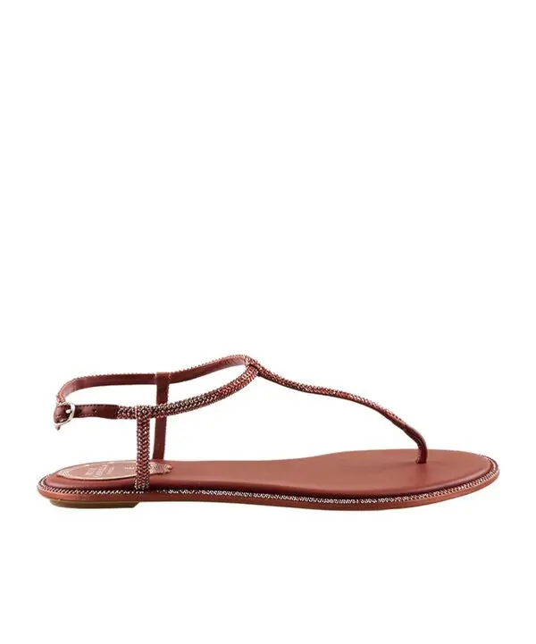 Rene Caovilla Round-toe Flat Sandals - Brown