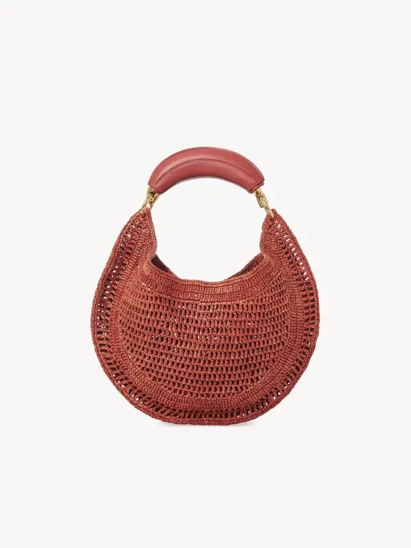 Chloé Summer Banana Hobo Bag In Raffia - Ginger Red