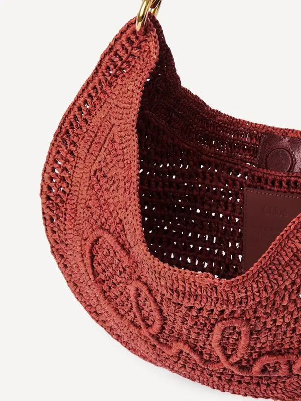 Chloé Summer Banana Hobo Bag In Raffia - Ginger Red