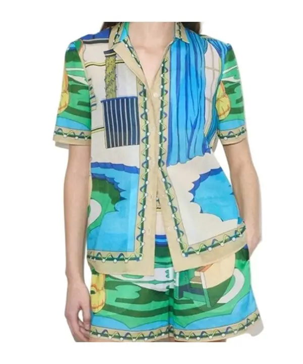Tory Burch Pool-print Cotton Shirt