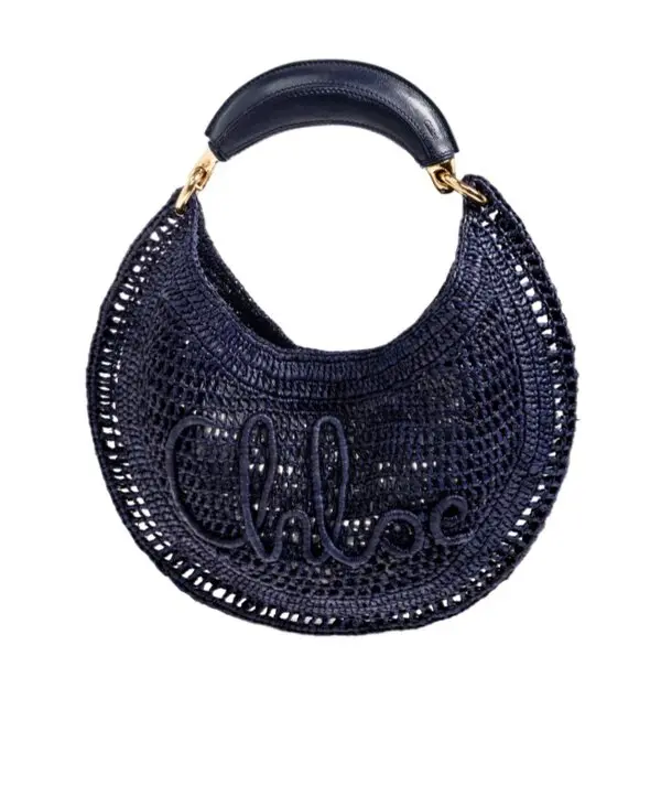 Chloé Woven Raffia Handbag - Black