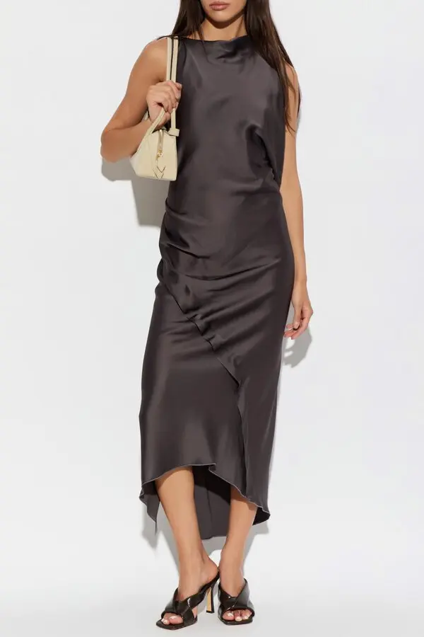 Victoria Beckham Asymmetrical Sleeveless Midi Dress - Black