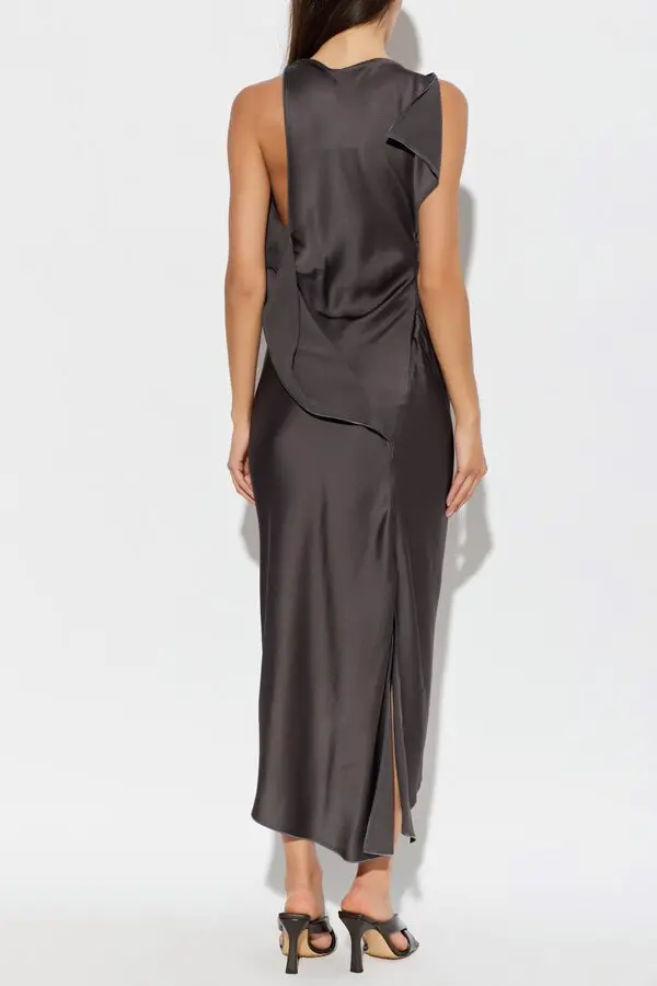 Victoria Beckham Asymmetrical Sleeveless Midi Dress - Black