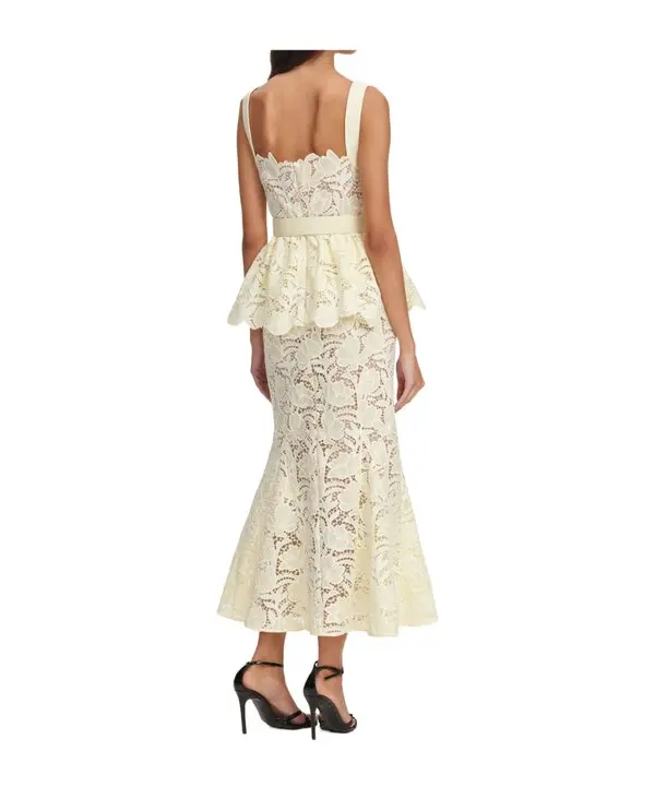SELF-PORTRAIT Lace Peplum Midi Dress