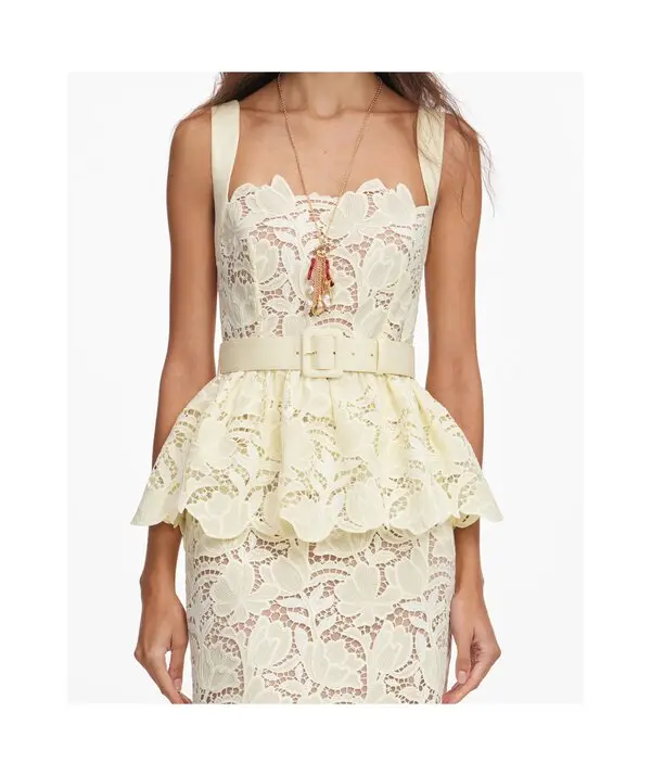 SELF-PORTRAIT Lace Peplum Midi Dress