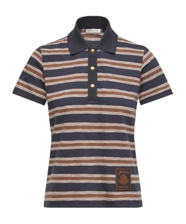 Moncler Striped Cotton Jersey Polo Shirt