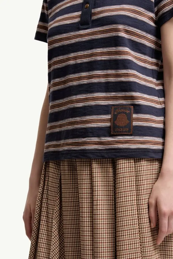 Moncler Striped Cotton Jersey Polo Shirt