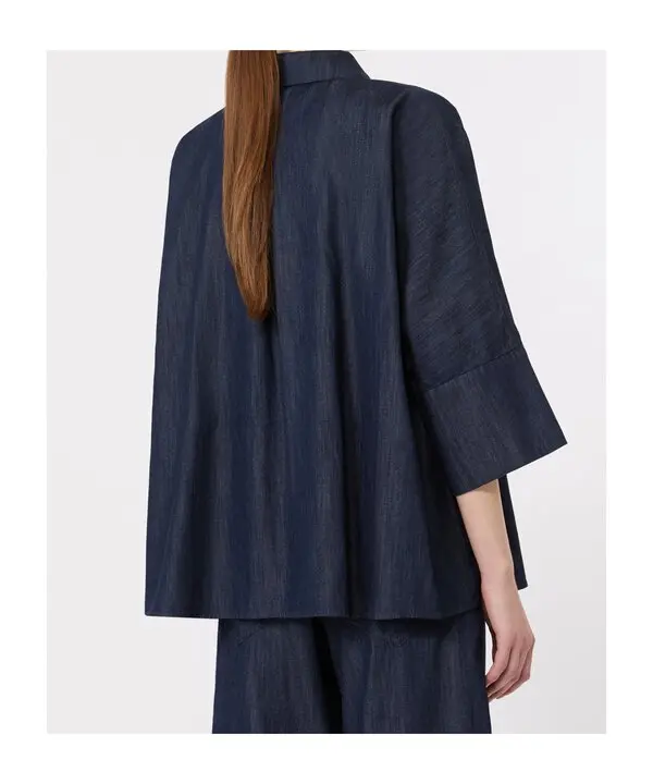 Max Mara Wide Cotton Denim Shirt Midnightblue