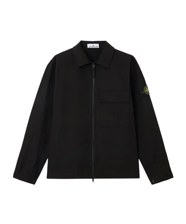 Stone Island Comfort-fit Overshirt With Gusseted Chest Pocket - Black