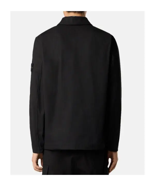 Stone Island Comfort-fit Overshirt With Gusseted Chest Pocket - Black