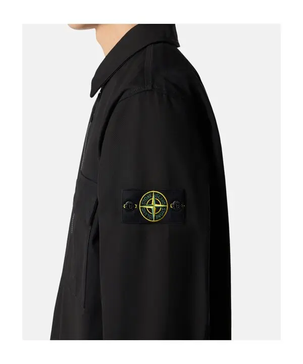 Stone Island Comfort-fit Overshirt With Gusseted Chest Pocket - Black