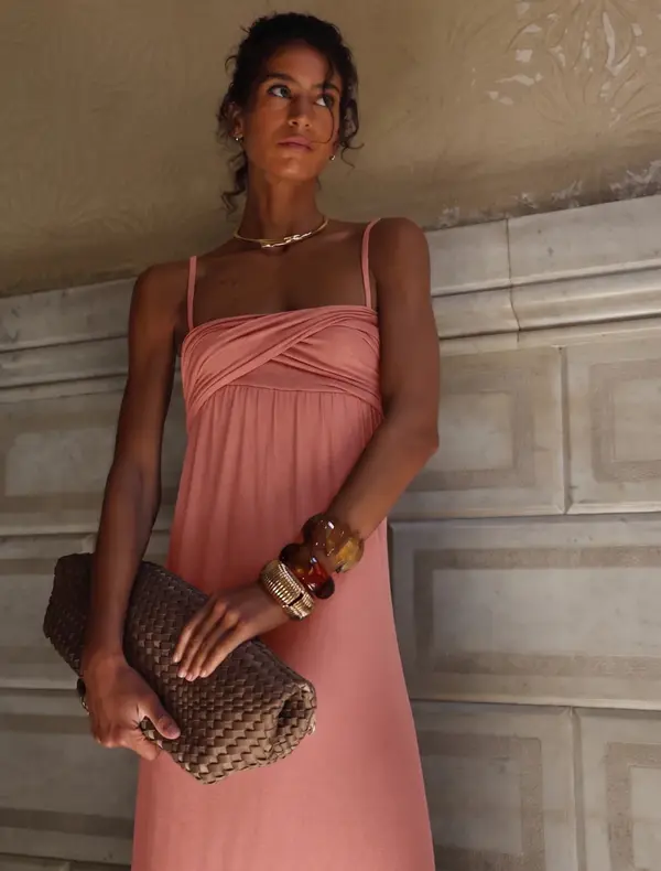 NINETY PERCENT Kenzel Maxi Dress In Micromodal - Melon