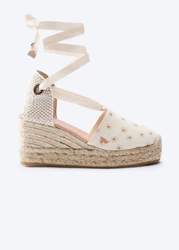 VISCATA Bisbe Archive Canvas Espadrille Platform Wedges - Daisy