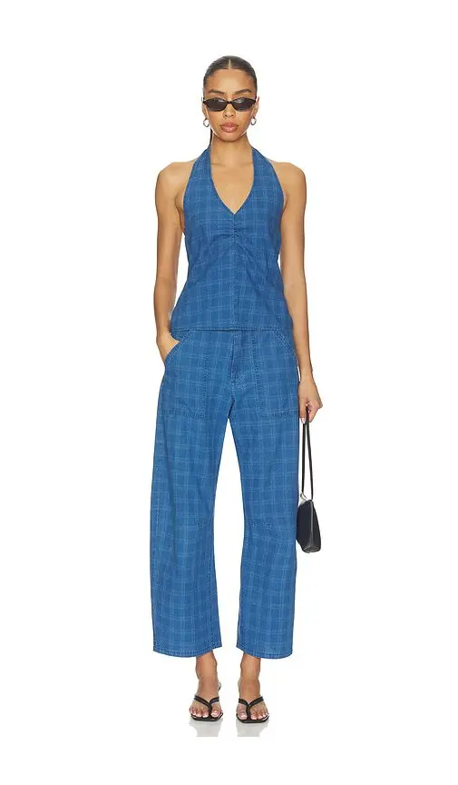Lna Cora Plaid Halter Top