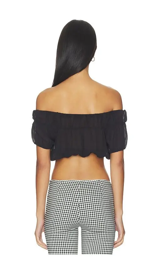 Frankies Bikinis Paulina Chiffon Blouse - Black
