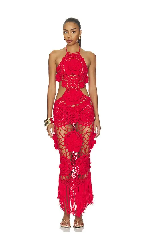Giuseppe Di Morabito Halterneck Crochet Dress - Red