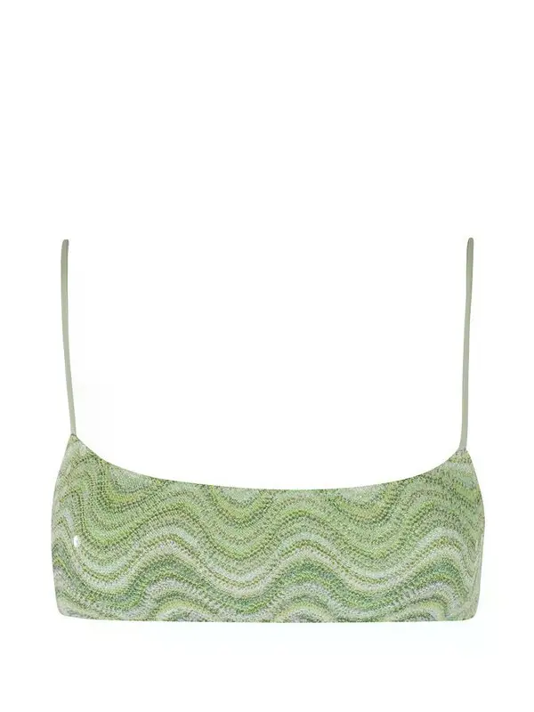 MC2 SAINT BARTH Sadie Wave-pattern Sequinned Bikini Top - Green