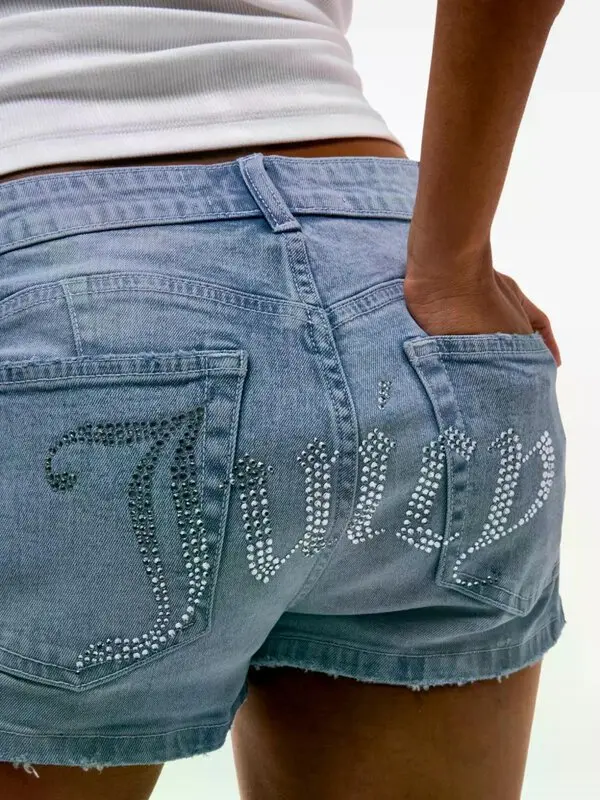 Juicy Couture Rhinestone Embellished Low-rise Shorts