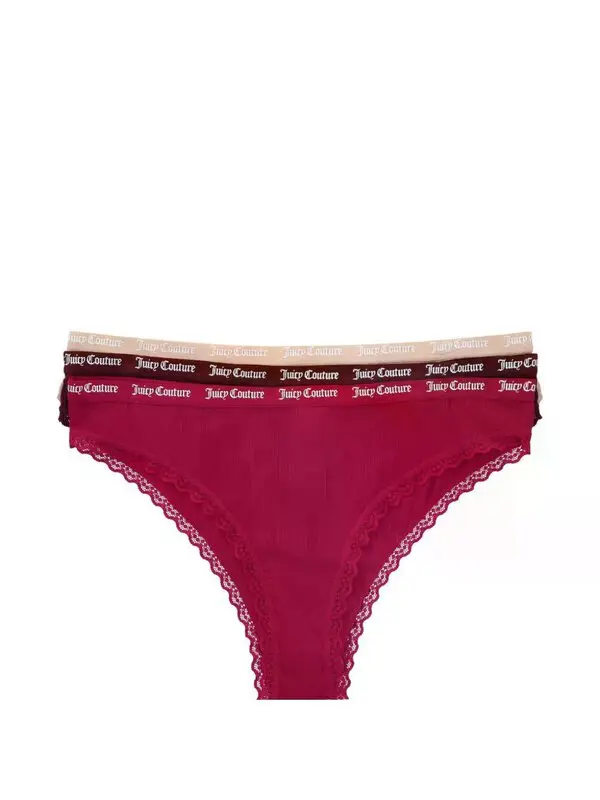 Juicy Couture Ribbed Lace-trim Briefs - Red