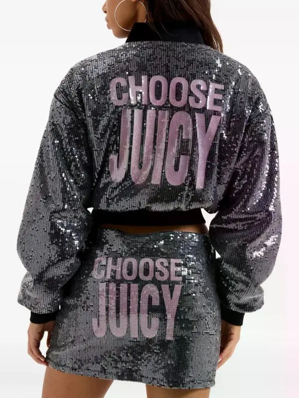 Juicy Couture Sequin Embellished Cropped Bomber Jacket