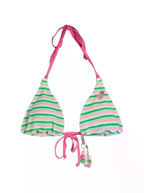 Juicy Couture Striped Terry Cloth Bikini Top - Pink